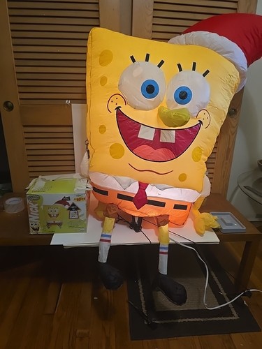 Vtg Gemmy Christmas Spongebob Inflatable Nickelodeon Lighted Santa W ...