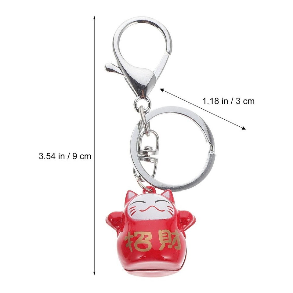 3pcs Delicate Cat Keychain Pendant Hanging Decorative Bell Cat Key Ring ...