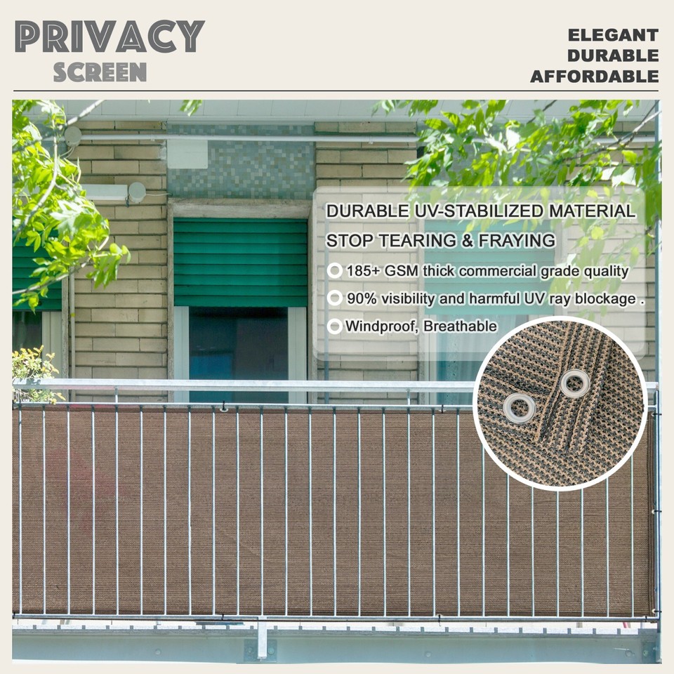 3', 4', 5', 6' Tall Balcony Fence Privacy Screen | Windshield Shade for ...