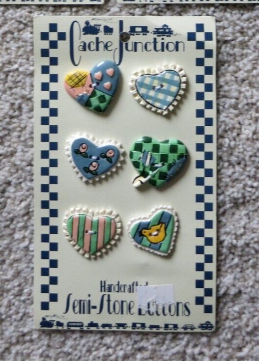 Cache Junction 6 Different Hearts Semi-Stone Buttons Art by T ...