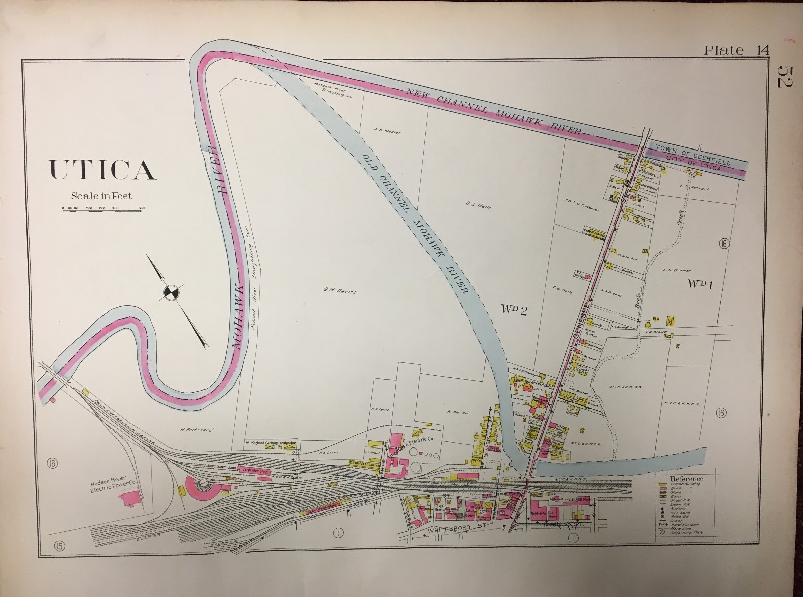 1907 UTICA, NEW YORK ONEIDA COUNTY MOHAWK RIVER, BAGGS HOTEL & HR RR ...