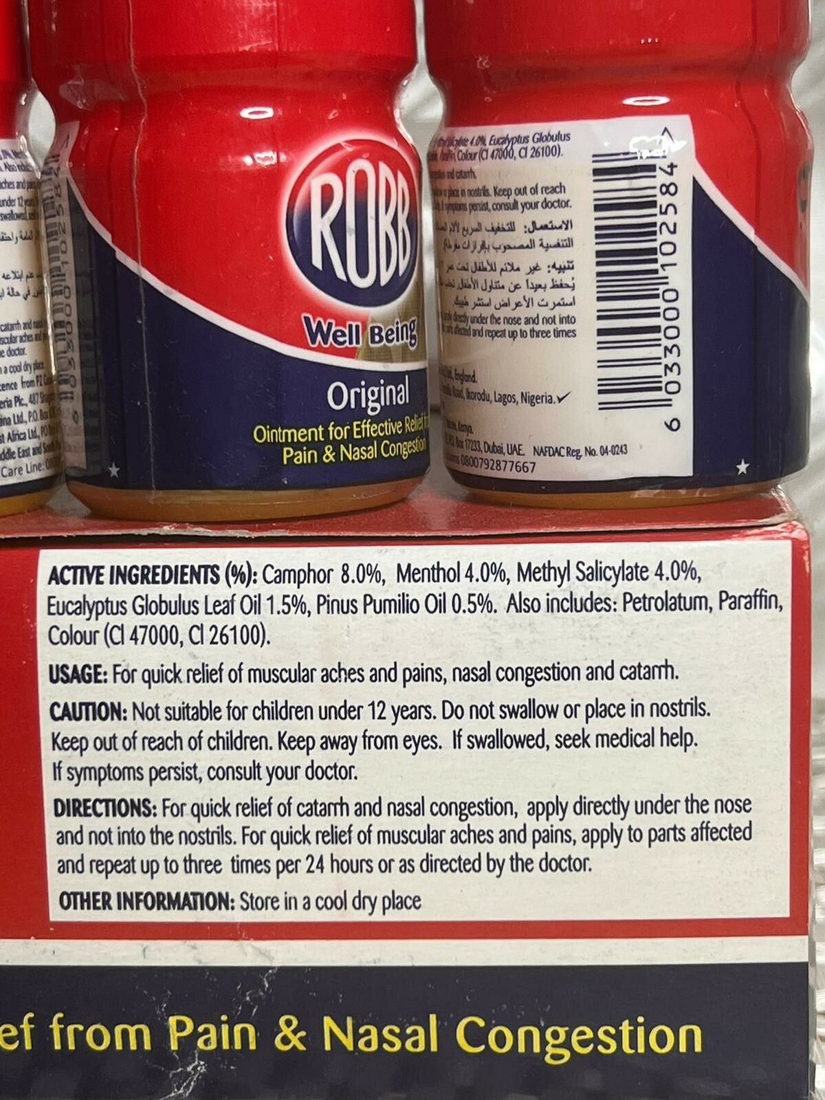 ROBB ointment. Well being original Robb Ointment. PRICED INDIVIDUALLY ...