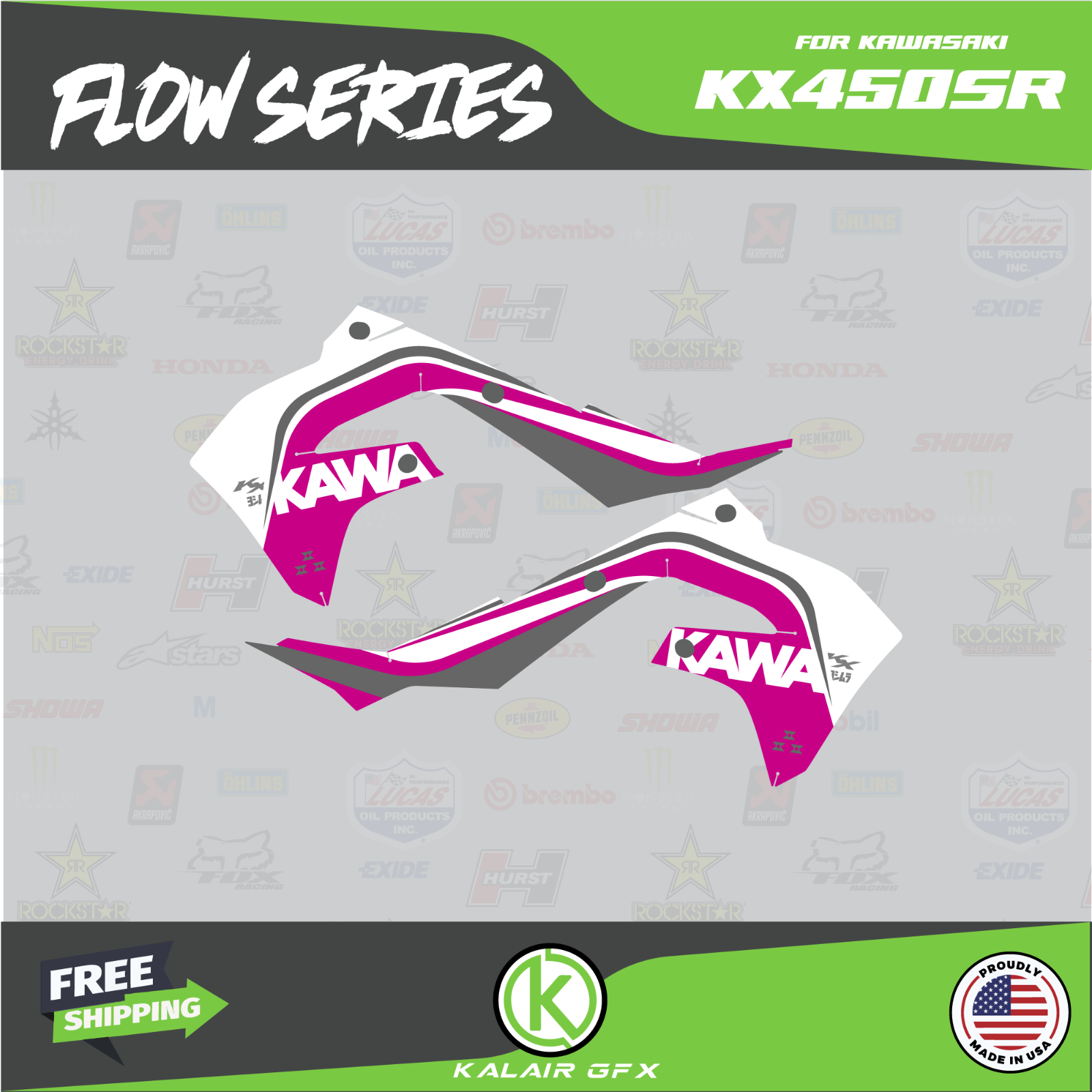 Graphics Decal Kit for Kawasaki KX450SR 2022 2023 2024 Flow - Pink | eBay