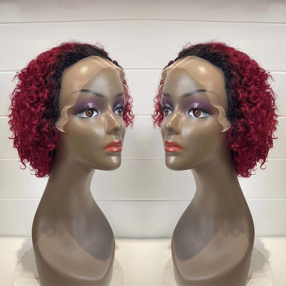 Pixie Cut 100% Human Hair Wigs 13x1 Lace Front Wigs Short Water Wave ...