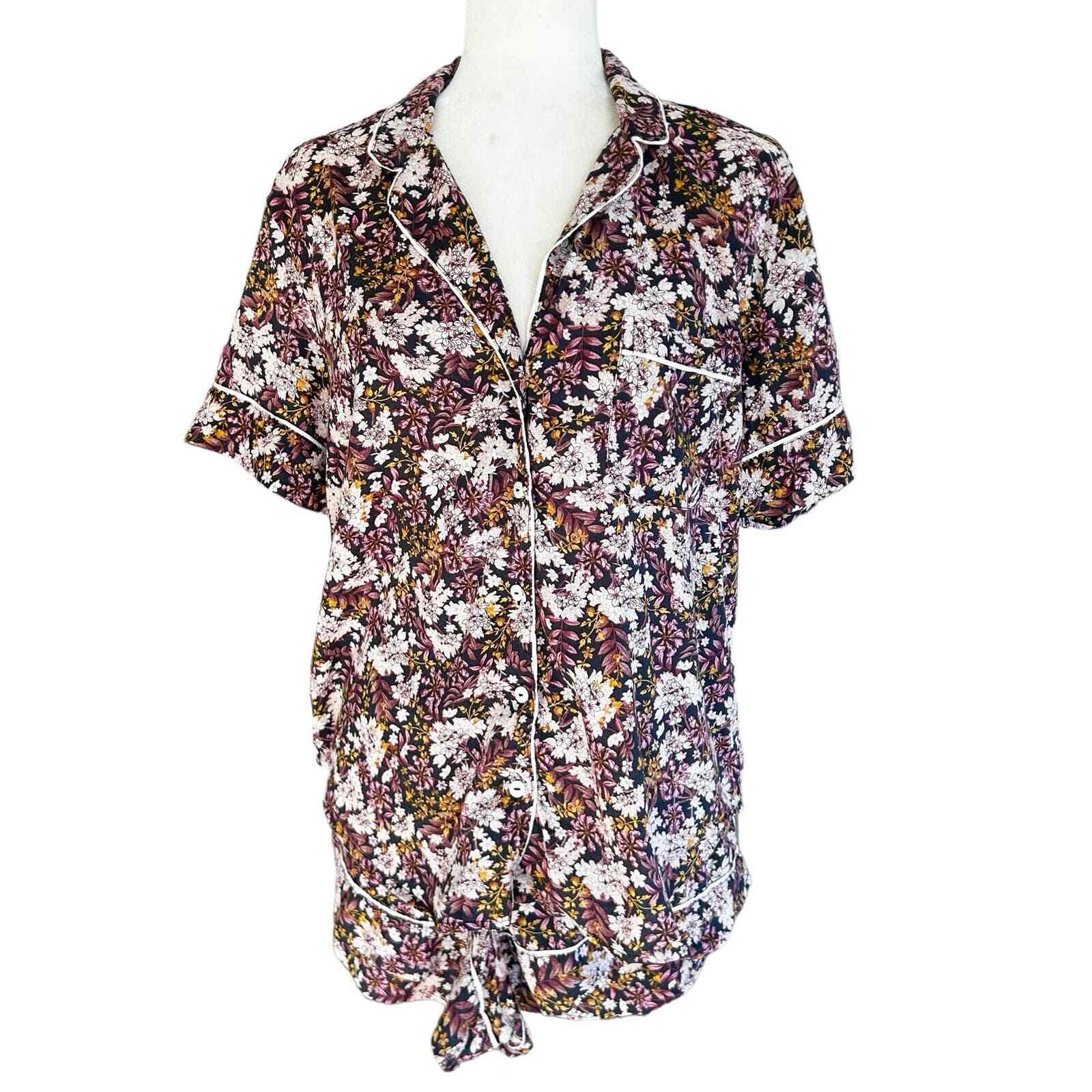 Victoria's Secret VS 2 Piece Black Pink Floral Pajama… - Gem