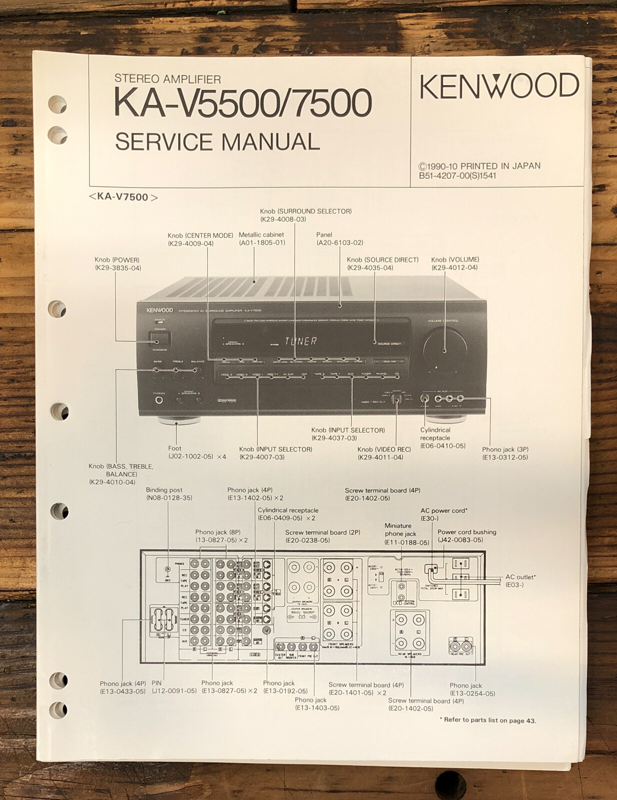 Kenwood KA-V5500 KA-V7500 Amplifier Service Manual *Original* | eBay