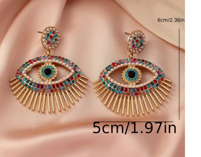 whimsical eye eyeball rhinestone earrings fashion jewelry FAST Free ...