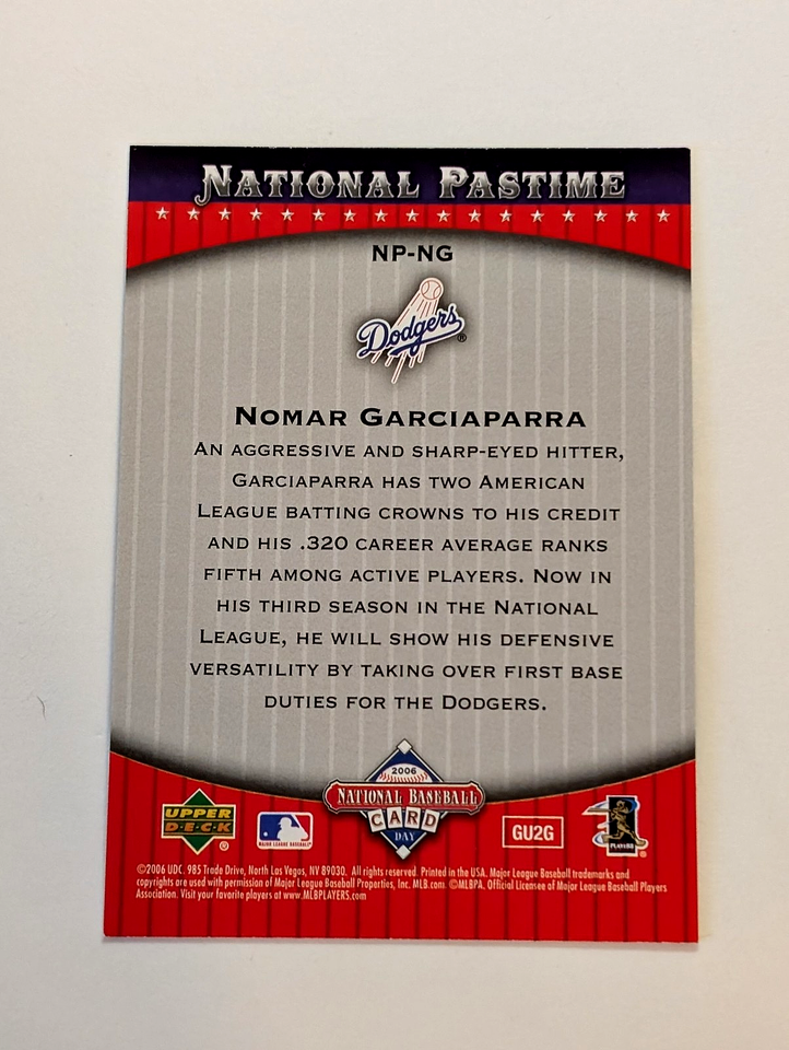 2006 UPPER DECK NATIONAL CARD DAY NATIONAL PASTIME, NOMAR GARCIAPARRA, #NP-NG | eBay