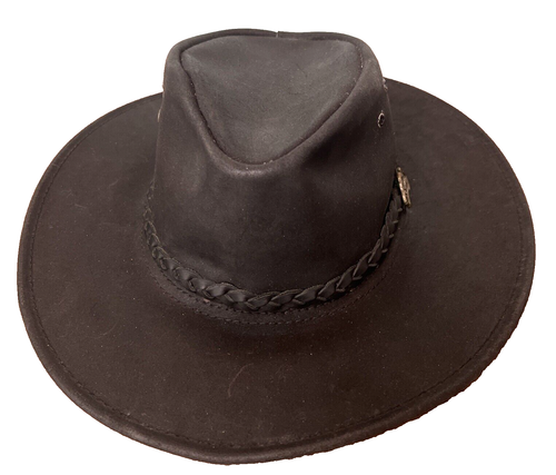 A Genuine Jackaroo Leather Hat Made In Australia Gold Coast Black Sz M ...