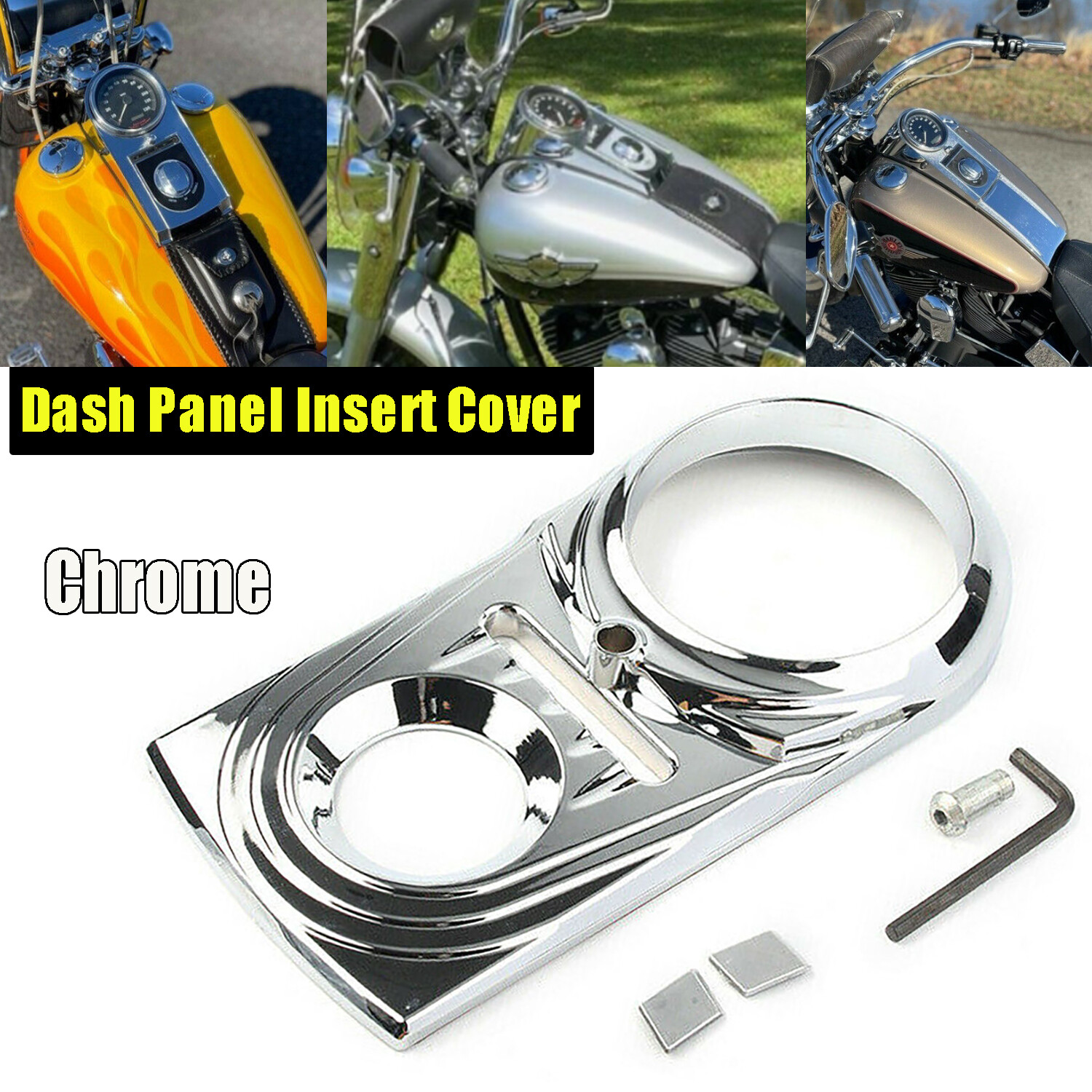 Motorcycle Dash Panel Insert Cover Chrome for Harley Heritage Softail ...