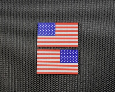 2" x 1.2" Mini-Small SOLAS Reflective US Flag Patch Set USA SAR Police ...