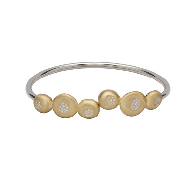 Sterling Silver CZ Gold Plated Bubble Bangle Unique & Co | eBay UK