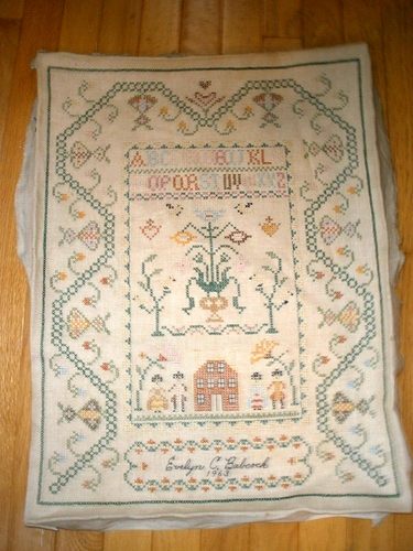 Finished Vintage Cross Stitch piece ABC Sampler 1963 17" x 22" | eBay