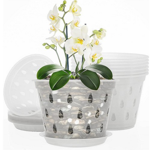 Orchid Flower Pots Ventilated Plant Pot Transparent with Side Holes ...
