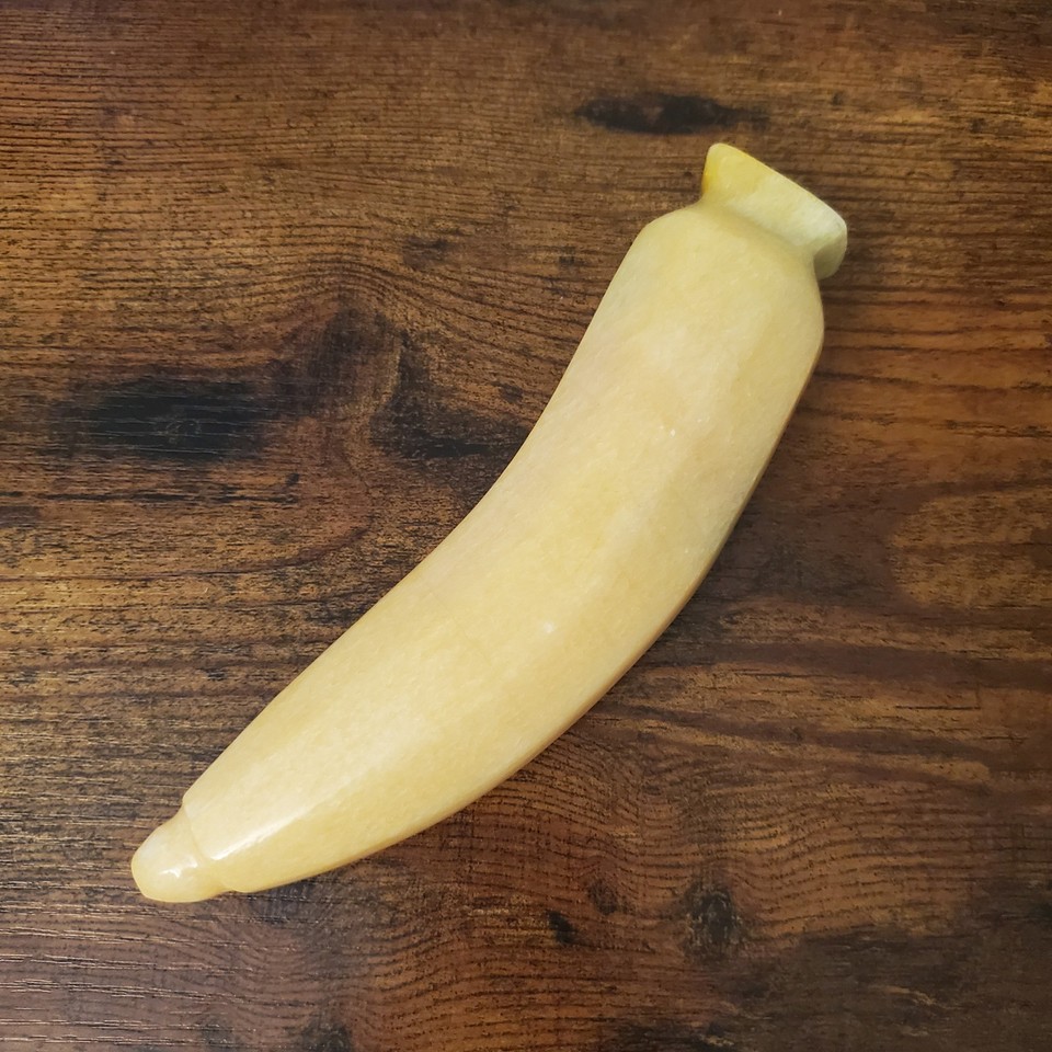 Alabaster Carved Polished Stone Fruit Banana Pepper Home Decor Yellow ...