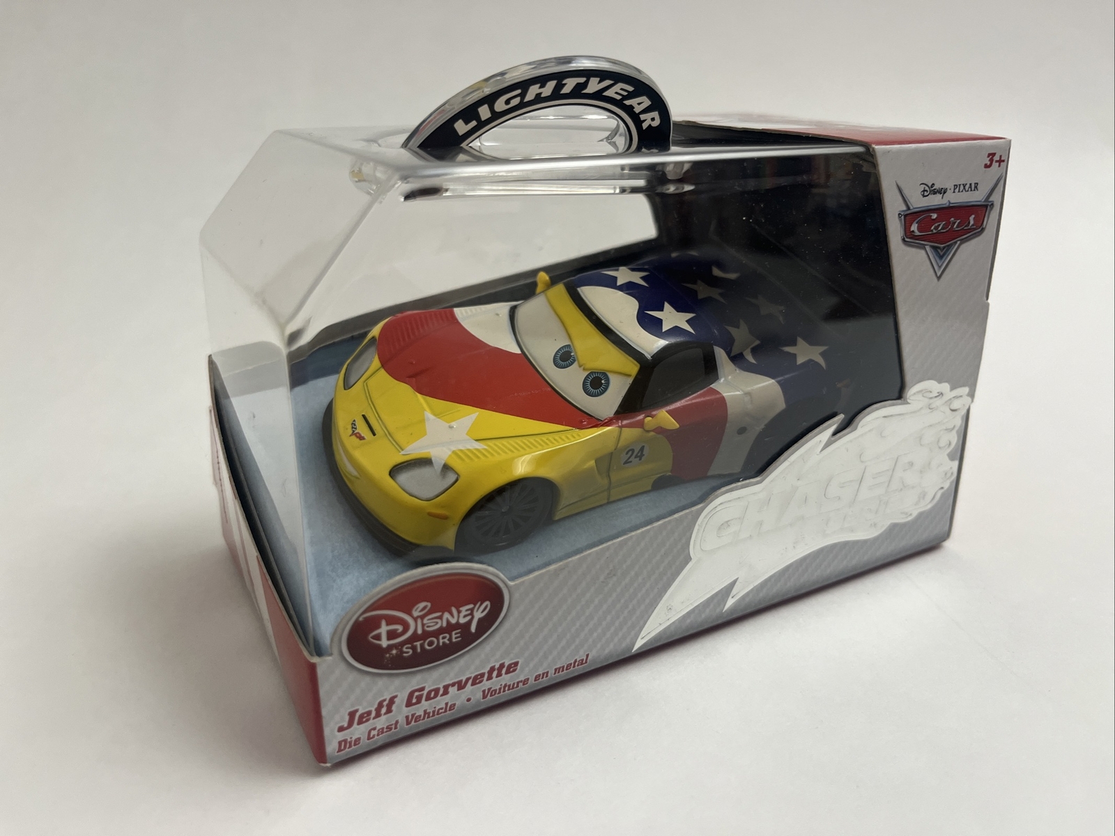 Disney Store CARS CHASER Series JEFF GORVETTE Patriotic 1:34 DIE-CAST ...