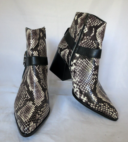 CB Italy Snake Python Skin Pattern Brown Ankle Boots Side Zipper Euro ...