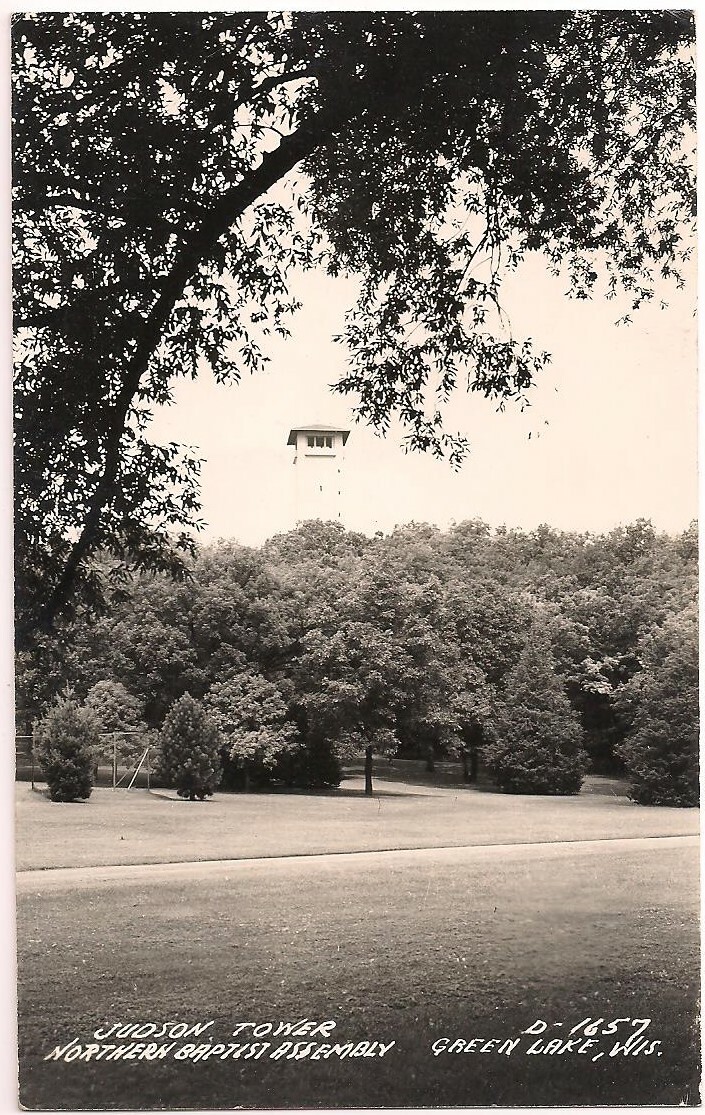 Postcard RPPC WI Northern Baptist Assembly Judson Tower, Green Lake ...
