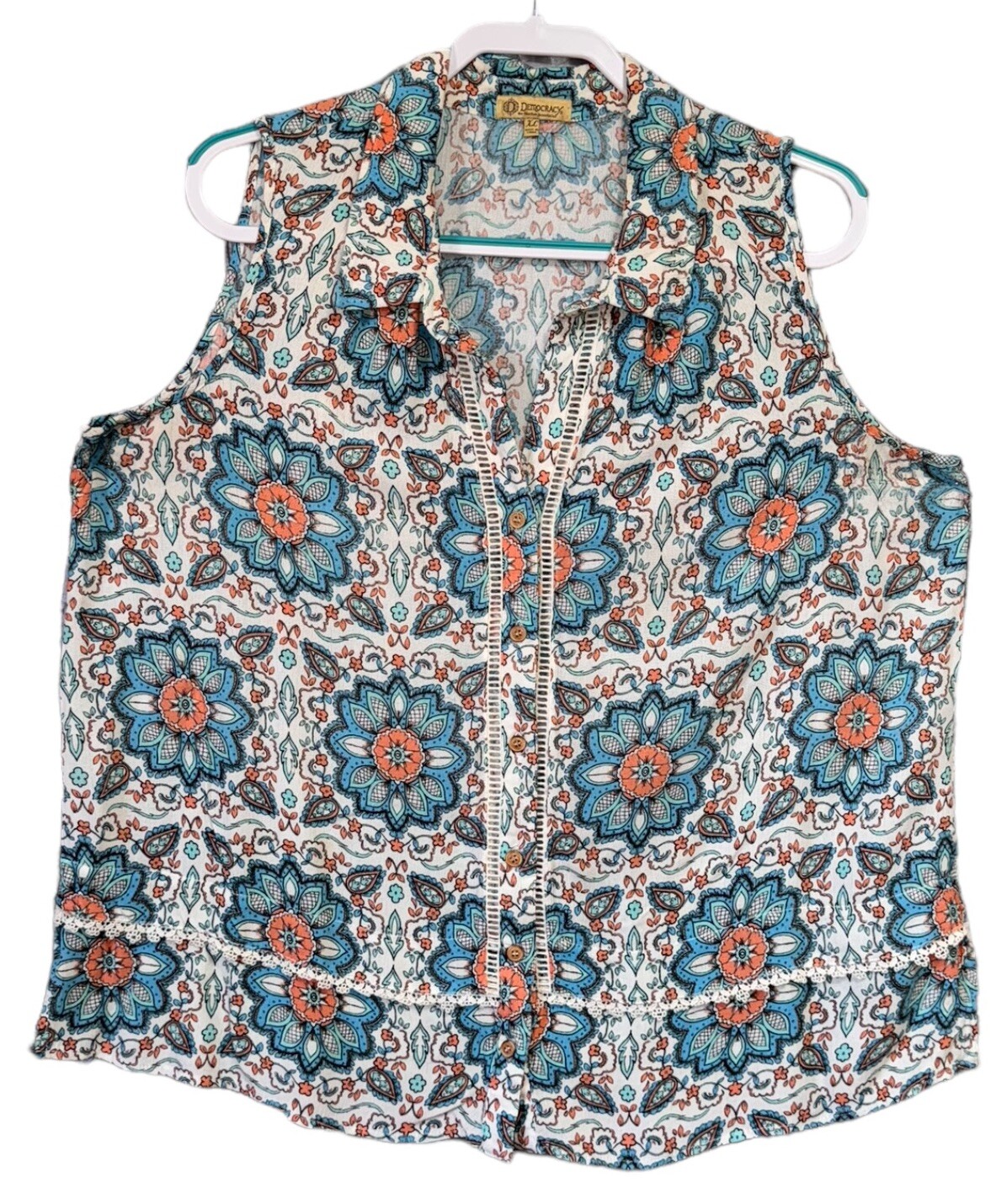 DEMOCRACY WOMENS FLORAL BOJO SLEEVELESS TOP MULTICOLOR SIZE X-LARGE | eBay