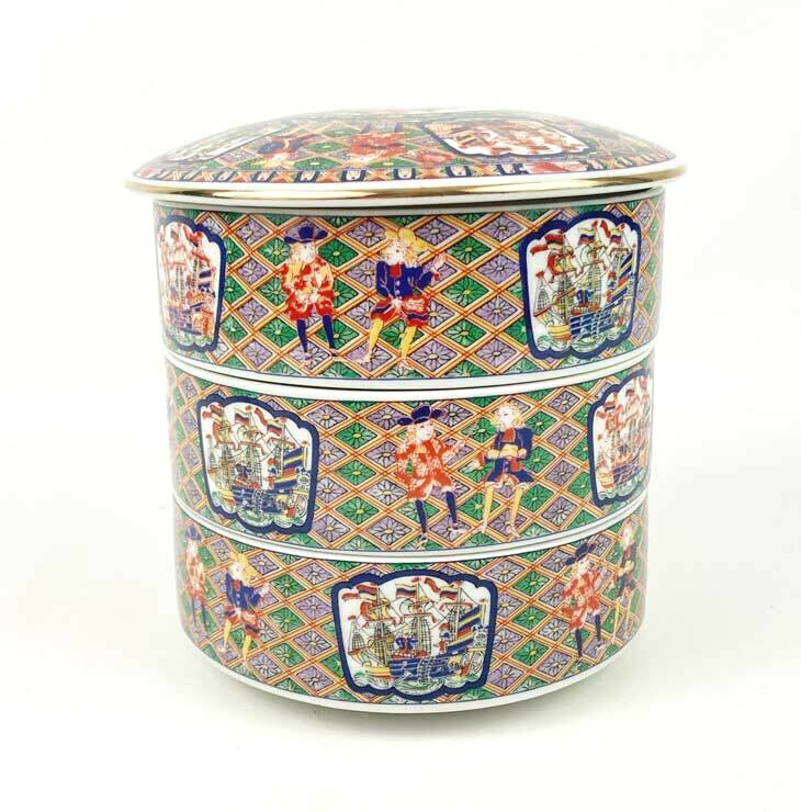 Porcelain 3 Tier Stacking Rice Soup Jubako Bento Box Bowls Japan~Ship ...