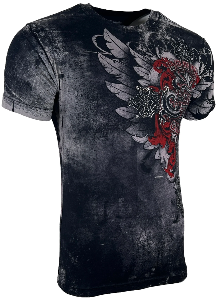 Xtreme Couture By Affliction Men's T-Shirt SALVATION Black Wings Cross ...