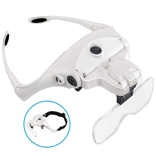 Head Magnifier-USB Rechargeable LED Illuminated Head Mount Magnifying ...