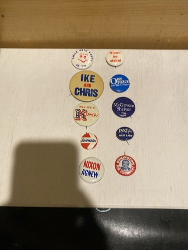 10 Vintage GOP campaign buttons—Nixon, Kennedy, Symington, McGovern,etc ...