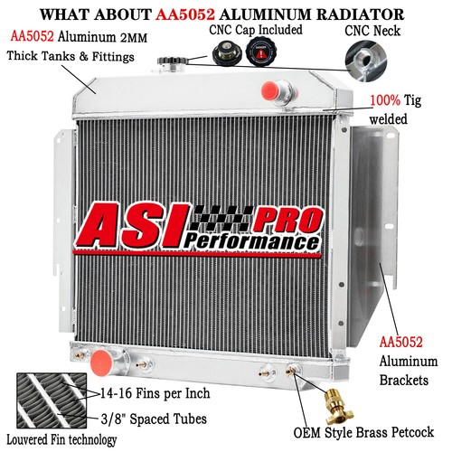 3 Row Aluminum Radiator Fit 1975-1991 E100 E150 E250 E350 Econoline 5 ...