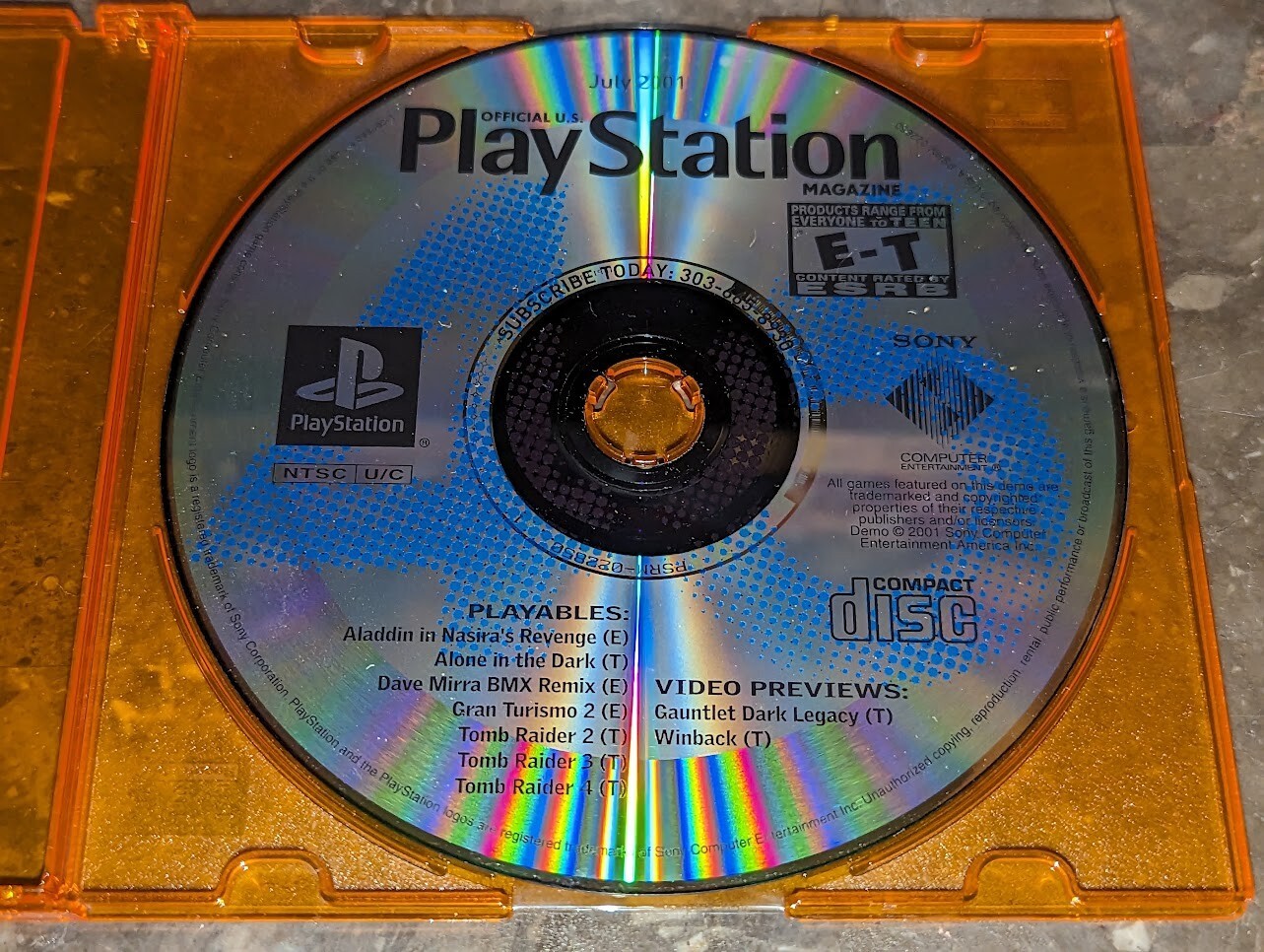 Official U.S. Playstation Magazine Demo Disc July 2001 PS1 Tomb Raider ...