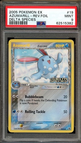 PSA 9 MINT Azumarill Ex Delta Species 19/113 Reverse Holo Stamped ...