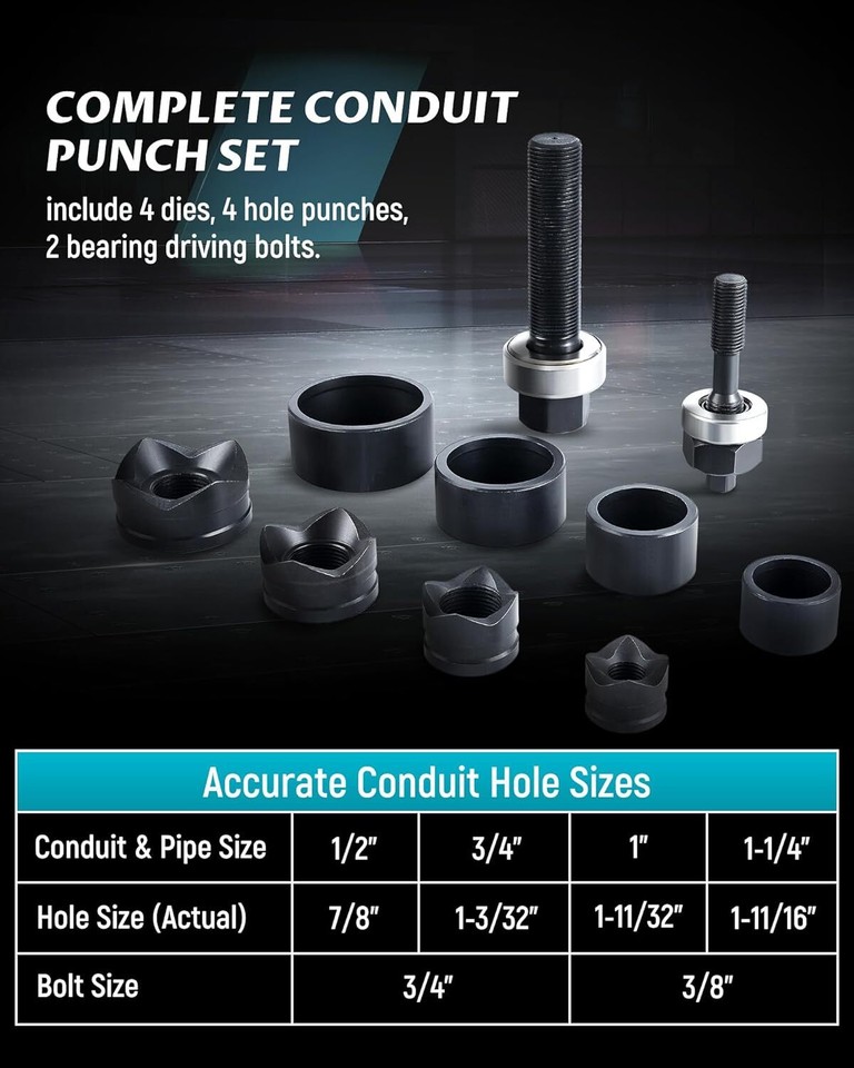 Manual Knockout Punch Kit Heavy Duty Metal Sheet Knock Out Box Hole ...