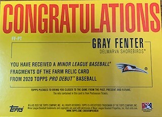 2020 Pro Debut Fragments of the Farm Relics Green #FFPT Gray Fenter /99 ...