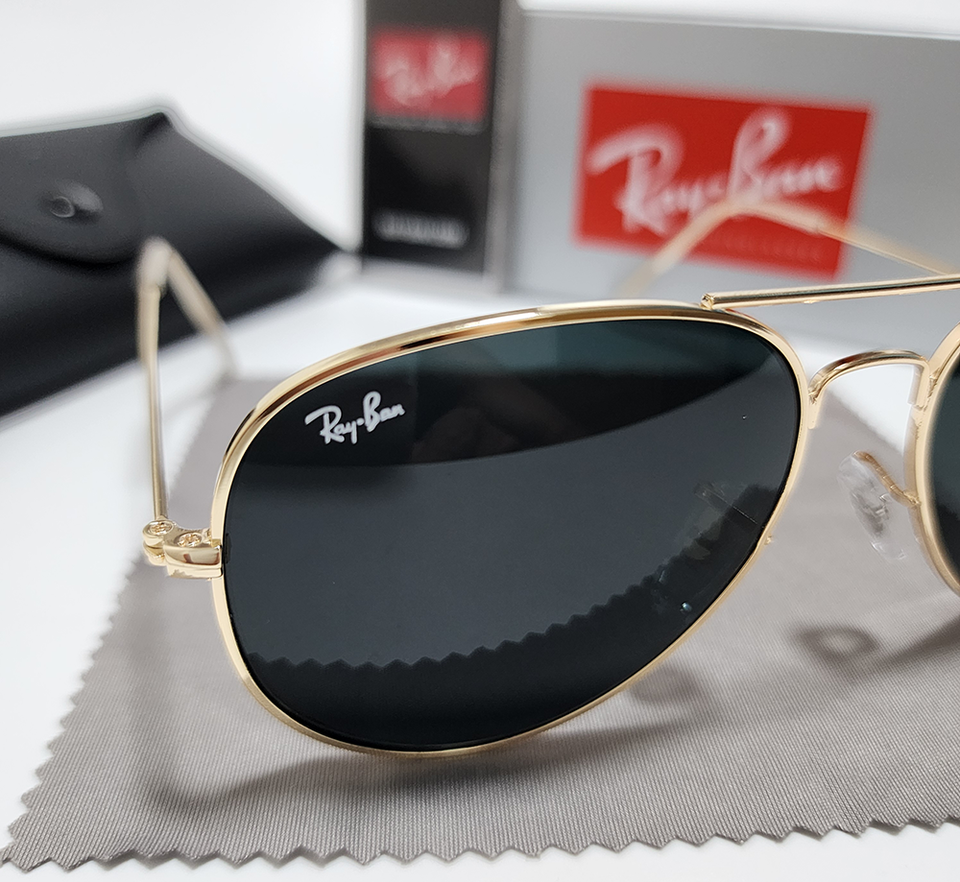 New Ray-Ban RB3025 Aviator Sunglasses Gold Frame Glass Gray Lens 58mm ...