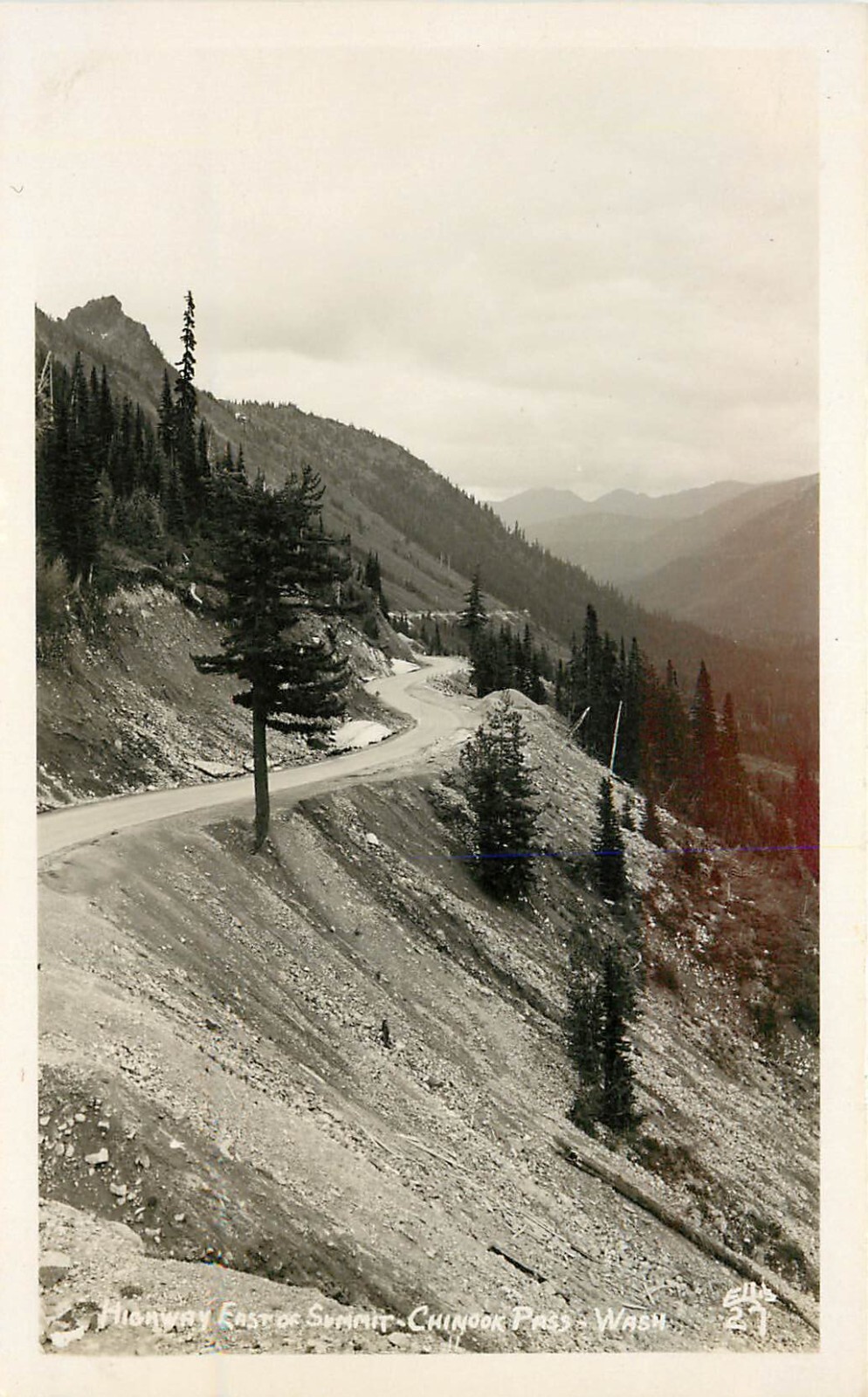 RPPC Postcard; Chinook Pass WA, Highway East of Summit, Ellis 27 ...