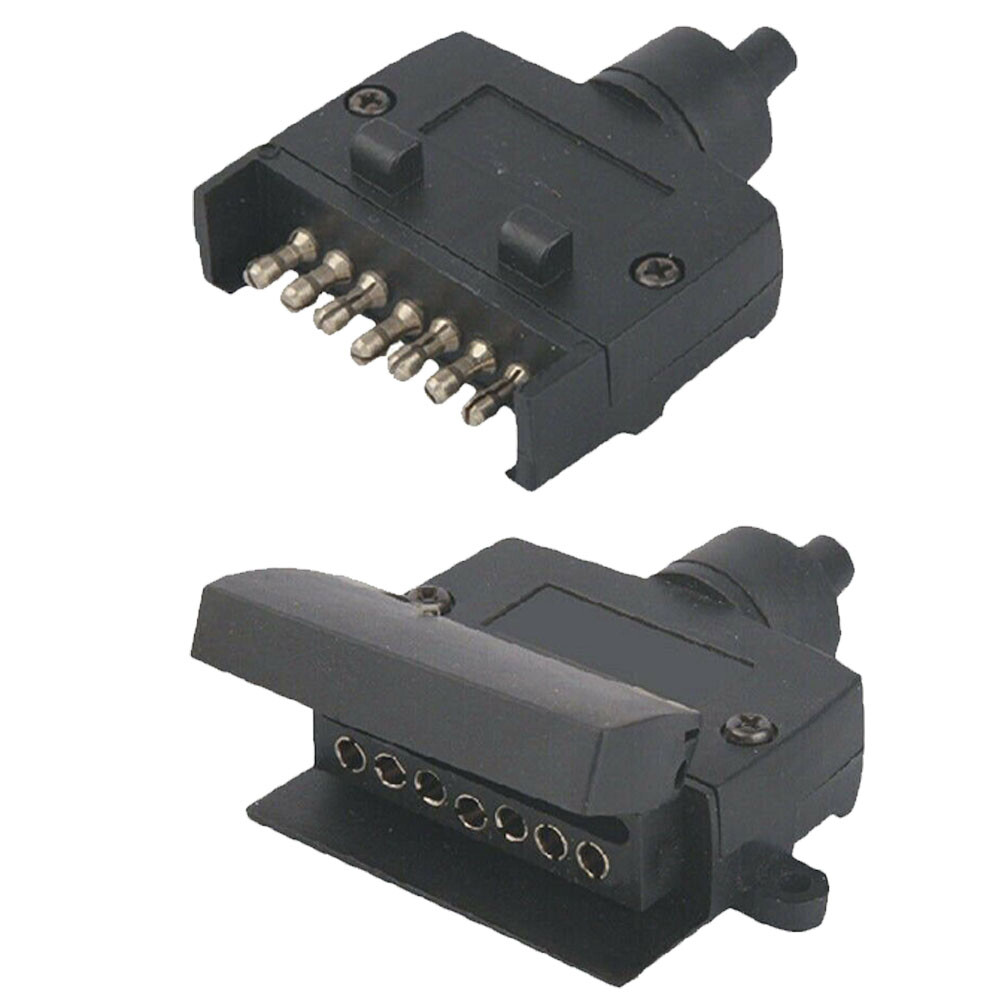 7 PIN FLAT MALE TO 7 PIN FLAT FEMALE RECTANGLE TRAILER PLUG CARAVAN ...