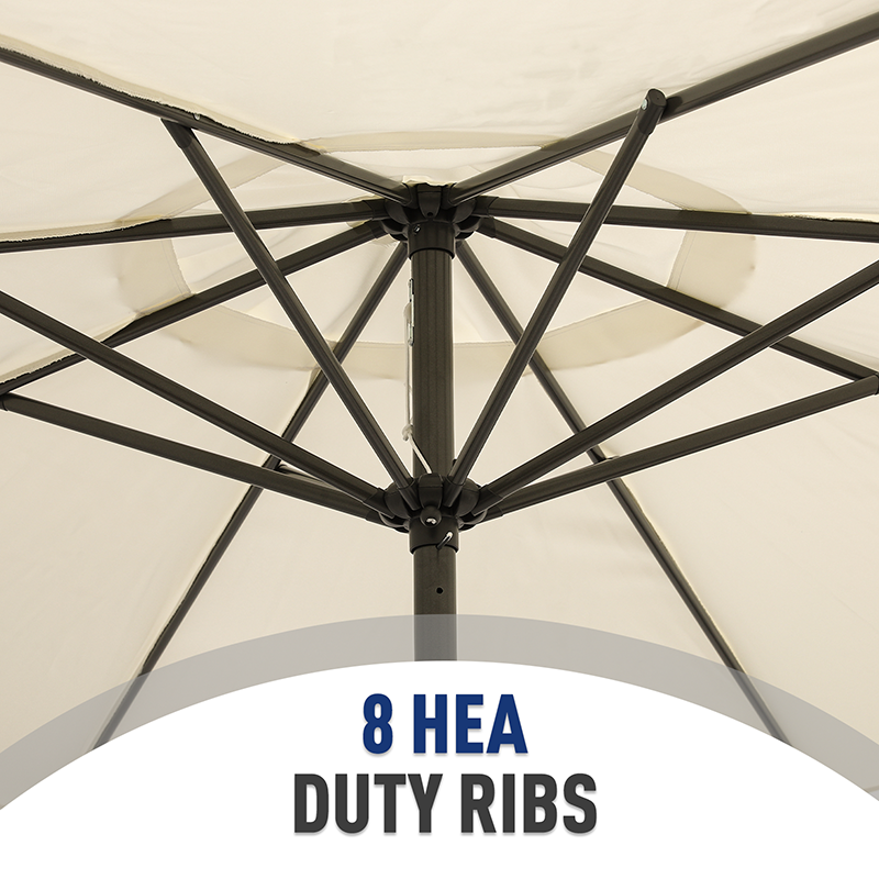 9 ft Outdoor Market 8 Steel Ribs Umbrella Poolside Table Sun Shade w ...