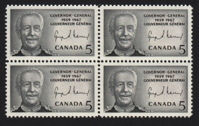HISTORY = GEORGES VANIER (1888-1967) = Canada 1967 #474 MNH BLOCK of 4 ...