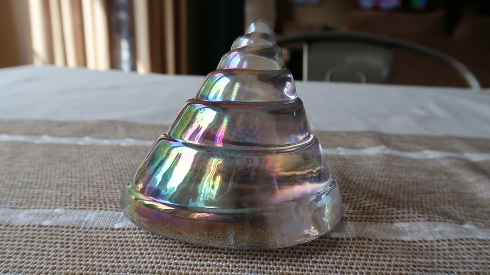 Vintage Iridescent Snail Shell Paperweight Large Heavy 4" | eBay