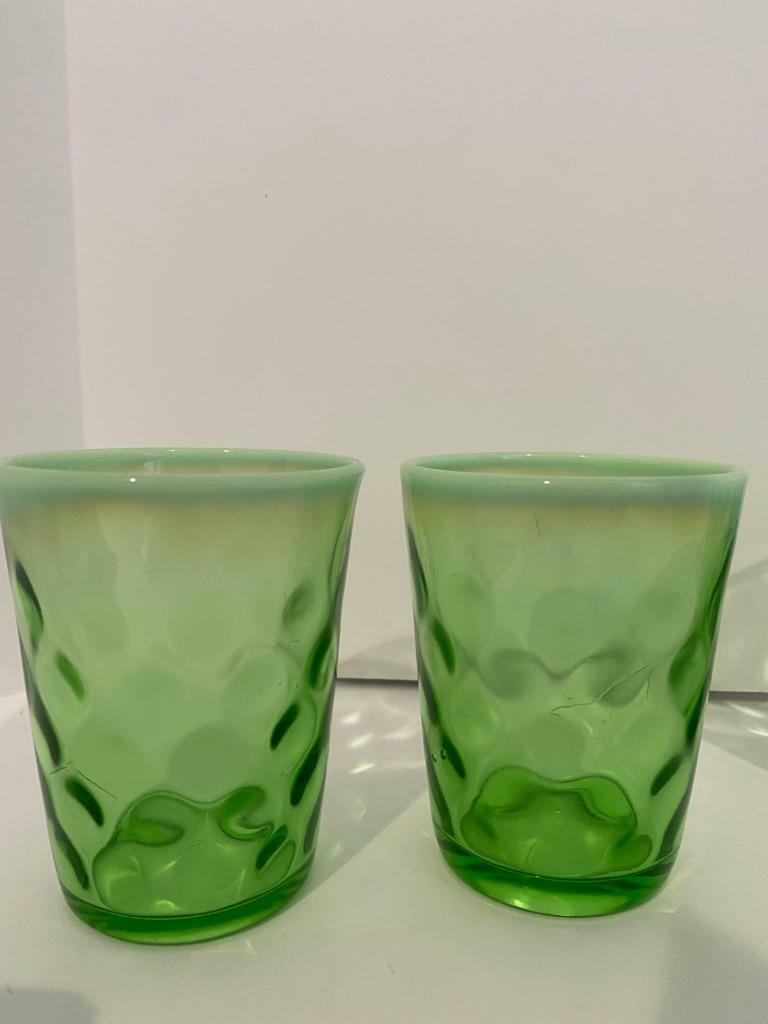 Northwood Glass Antique Set 4 Green Opalescent Coin Spot Tumbler 1903 ...