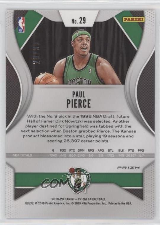 2019-20 Panini Prizm Purple Pulsar Prizm /35 Paul Pierce #29 HOF | eBay