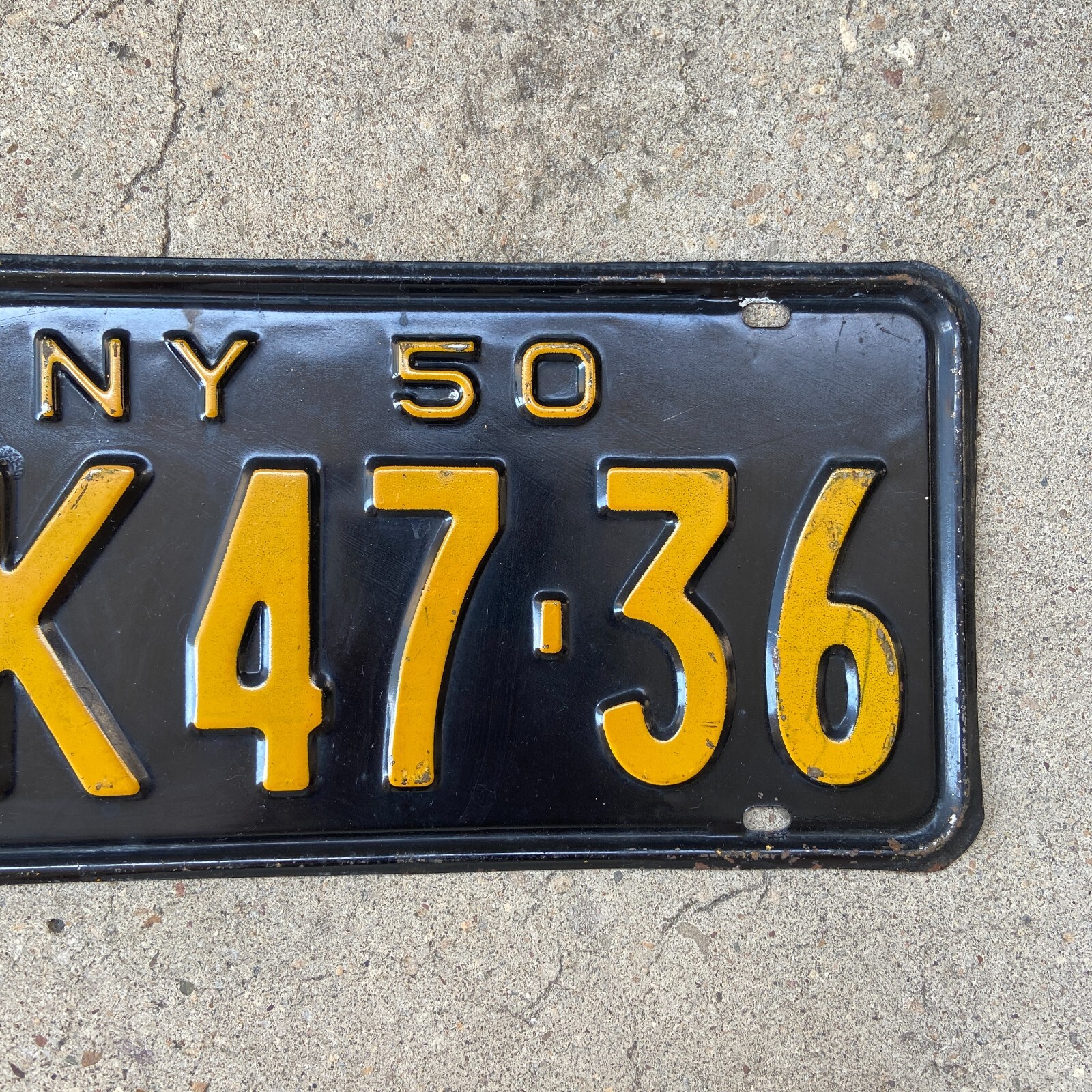 1950 New York License Plate RK 4736 DMV Clear YOM Ford Chevy Mercury ...