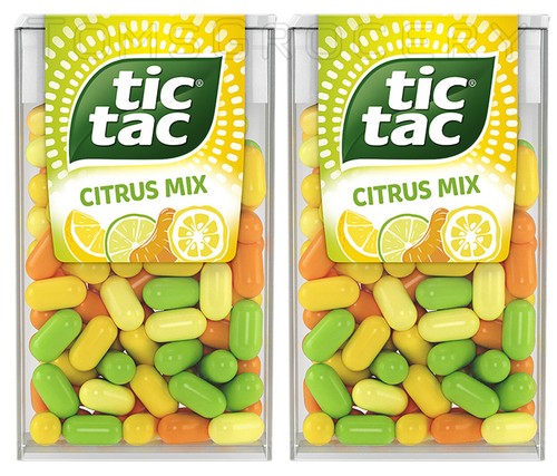 2 x NEW TIC TAC CITRUS MIX Mints Pastilles Lime Orange Mandarin 18g 0 ...