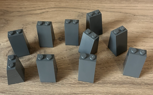 10 x Genuine Lego 2x2x3 Solid Studs Slope Brick Dark Bluish Grey - Part ...