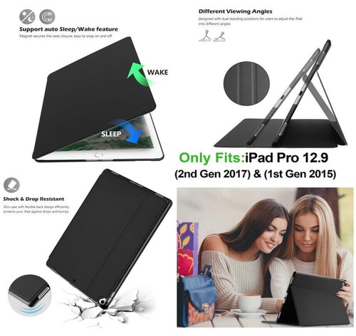 iPad Pro 12.9 Case 2017 2nd Gen Leather Stand Folio Cover Apple Pencil ...