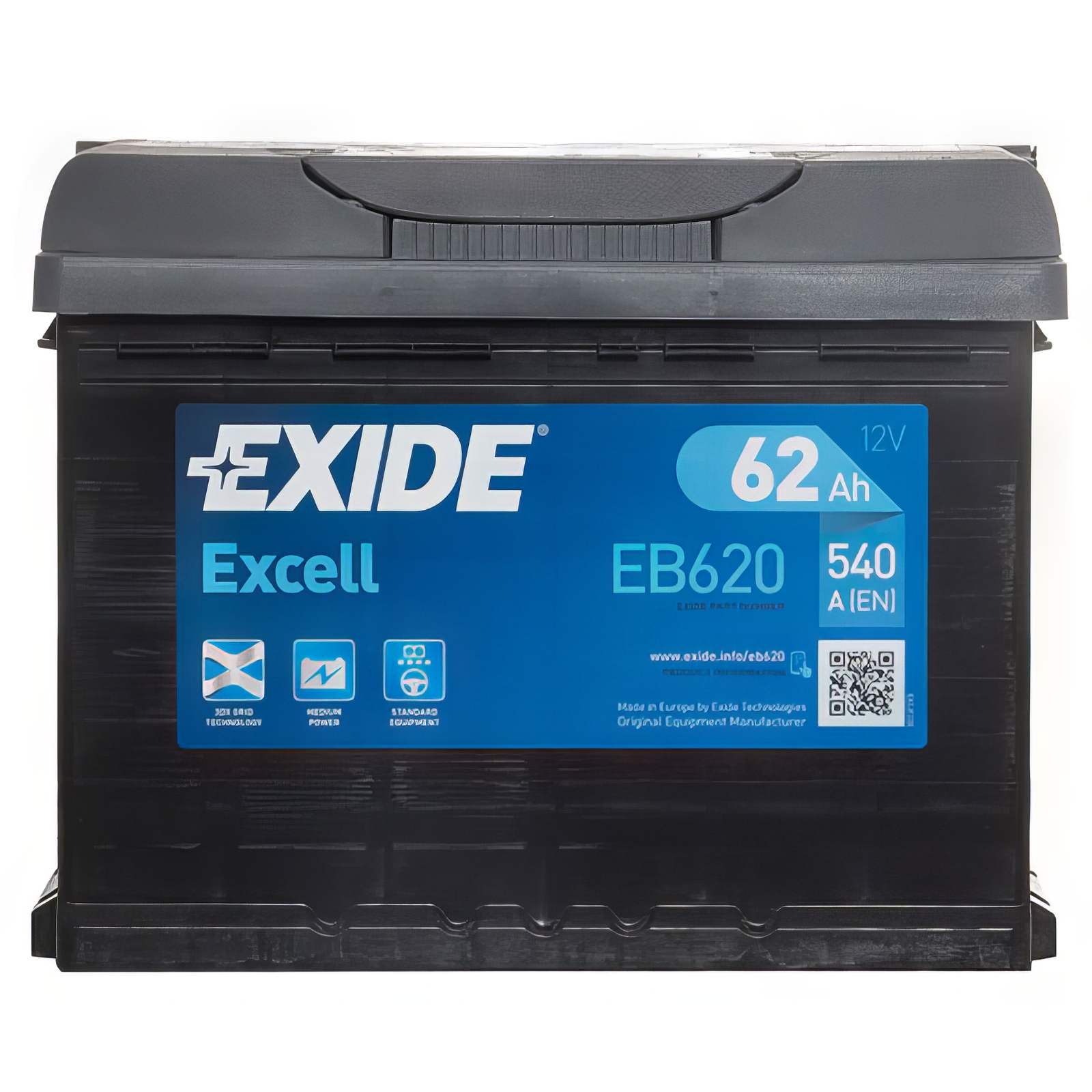 EB620 Excell 027 12V Car Battery 3 Year Guarantee 62AH 540CCA 0/1 B13 ...