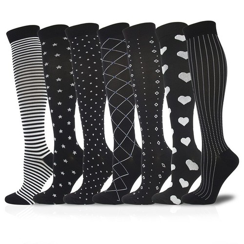 S-XL Unisex Star / Heart / Dot / Stripe Pattern Compression Socks ...