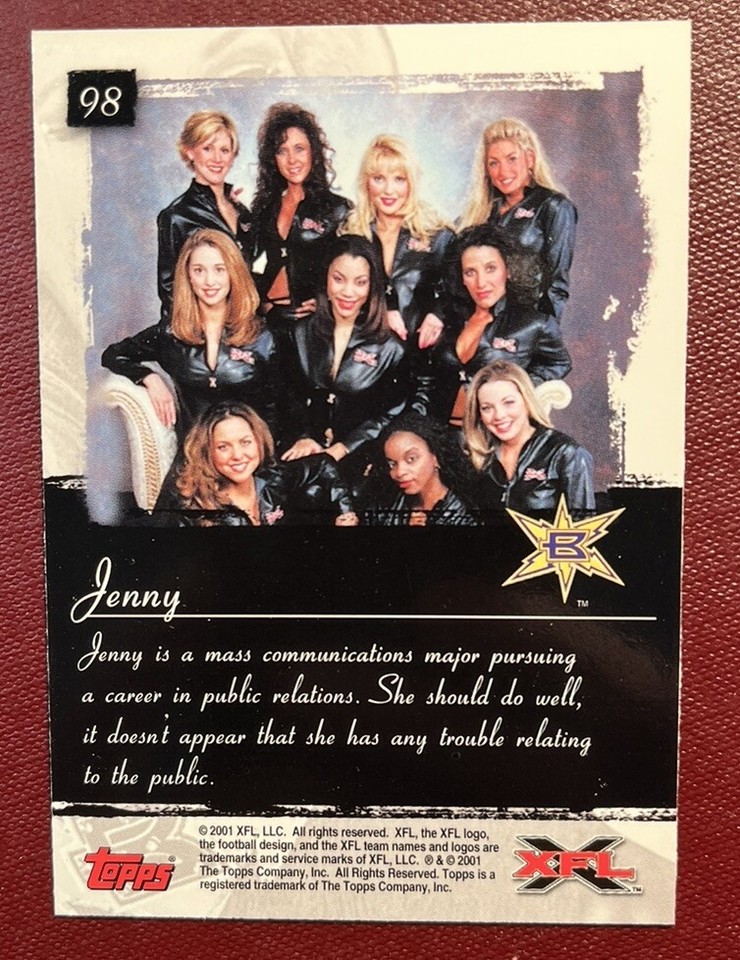 Birmingham Bolts XFL 2001 GIRLS ON FIRE Card #98, Jenny | eBay