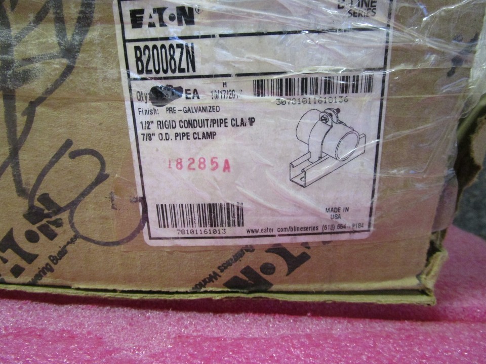NEW! Qty (100) Eaton B-line B2008ZN 1/2" Zinc Plated Rigid Strut Strap ...