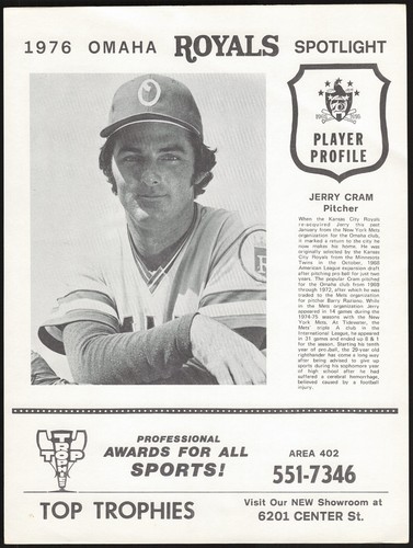 1976 Top Trophies OMAHA ROYALS (American Association) -JERRY CRAM | eBay