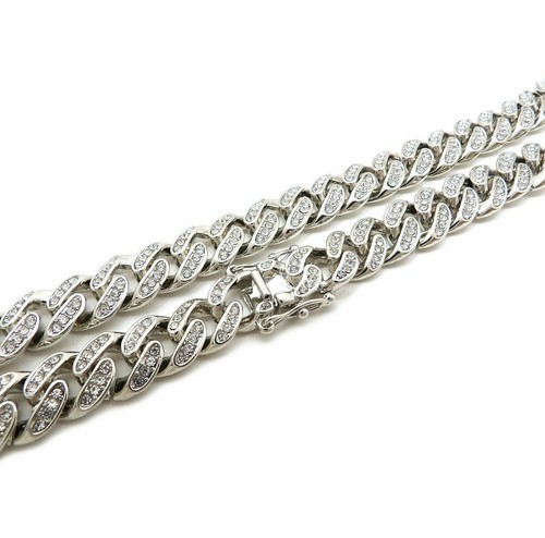 LIL BABY DIAMOND SILVER CUBAN LINK CHAIN NECKLACE HIP HOP RAPPER ICED ...